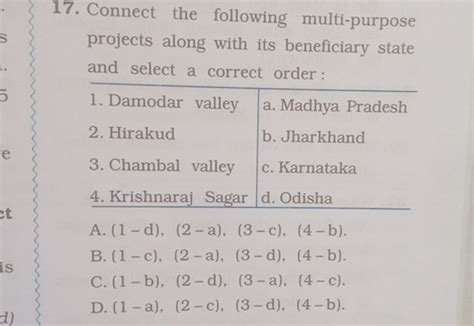 Connect The Following Multi Purpose Projects Along With Its Beneficiary S