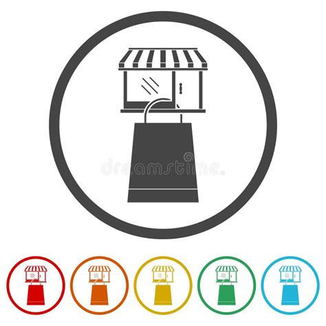 Modern Store Icon Set Icons In Color Circle Buttons Stock Vector