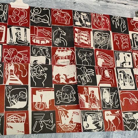 Abstract Lino Cut Etsy