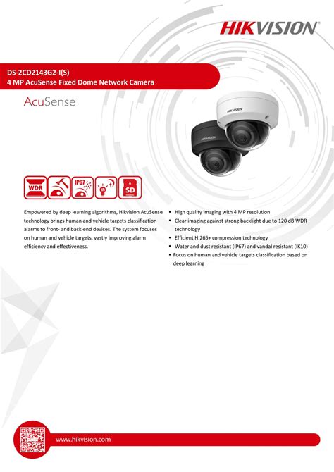 HIKVISION DS-2CD2143G2-I 4 MP Vandal WDR Fixed Dome Network Camera ...