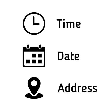 Time Date And Address Icon Vector Event Elements Sign Symbol