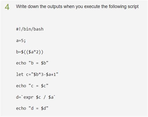 solved 4 write down the outputs when you execute the