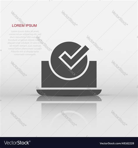 Laptop Check Mark Icon In Flat Style Computer Vector Image