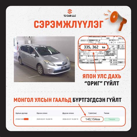 Tj Car Llc СЭРЭМЖЛҮҮЛЭГ Гүйлт ухраасан машин Нэгэн хэрэглэгч 2025 оны 2 р сард Монгол