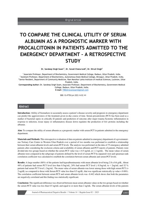 Pdf To Compare The Clinical Utility Of Serum Albumin As A Prognostic