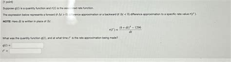 Solved Suppose Qt Is A Quantity Function And Rt Is The