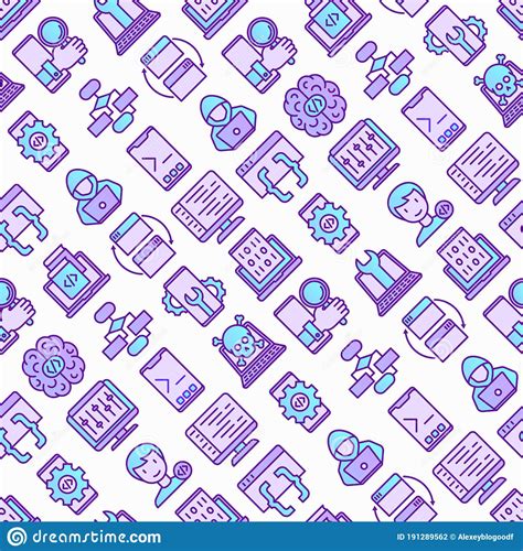Programming Seamless Pattern With Thin Line Icons Developer Code