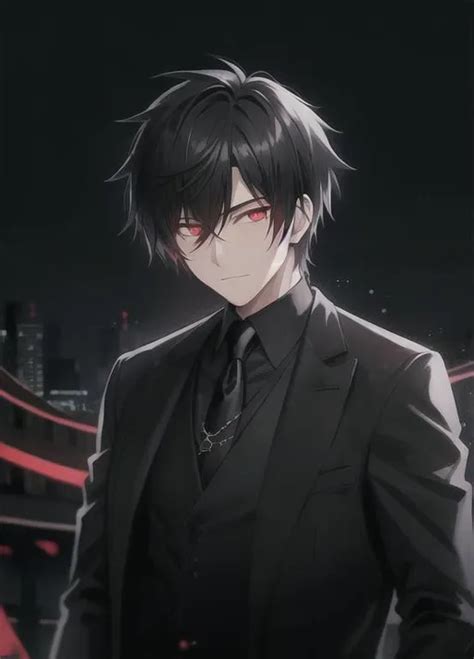 Anime Boy With Black Hair And Red Eyes