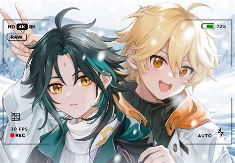 Aether And Xiao Genshin Impact Drawn By Xiaoshenzhou Danbooru