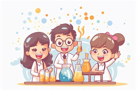 化学实验少儿兴趣班培训人物插画