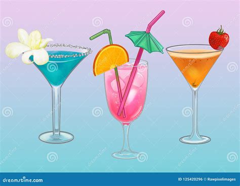 Tropical Beach Party Cocktail Illustration Stock Illustration