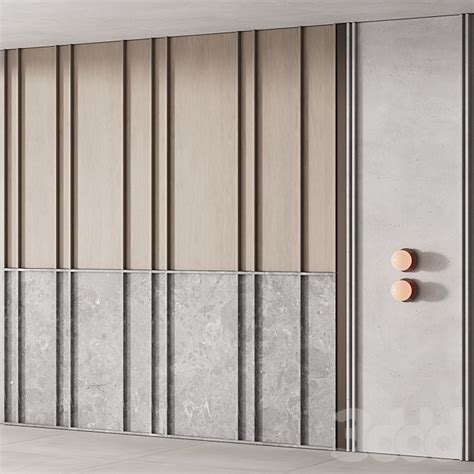 3d модели скачать на Стена из деревянных панелей Дизайн стены Интерьер