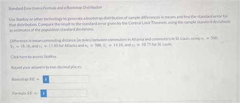 Solved Standard Error From A Formula And A Bootstrap