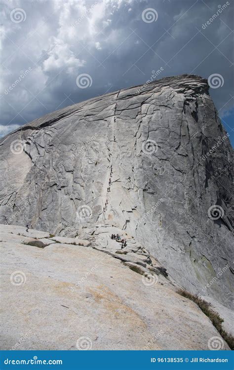 Half Dome View Of The Cables From The Sub Dome Stock Image Image Of