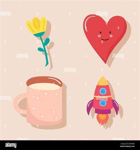 Icons Kawaii Style Stock Vector Image And Art Alamy