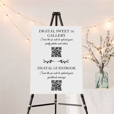 Digital Sweet 16 Albumanddigital Guestbook Qr Code Foam Board Zazzle