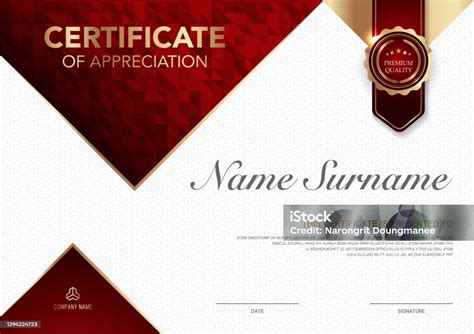 인증서 템플릿 레드 와 골드 럭셔리 스타일 이미지 기하학적 현대 디자인의 졸업장 Eps10 벡터 0명에 대한 스톡 벡터 아트 및