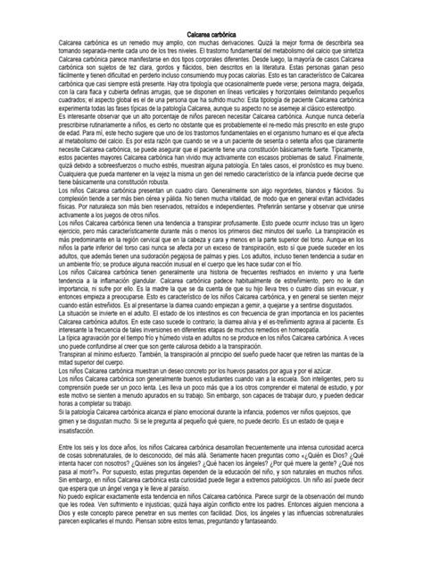 Calcarea Carbónica Pdf Transpiración Temor
