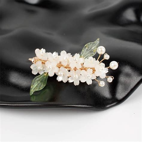 Flower Barrettes Wedding Artificial White Flower Hairpin For Hair With