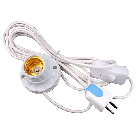 E27 Light Bulb Socket With On Off Toggle Switch About 2 8m White Pure