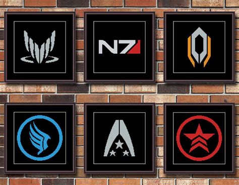 Mass Effect Video Game Set Of 6 Patterns Cerberus Alliance N7