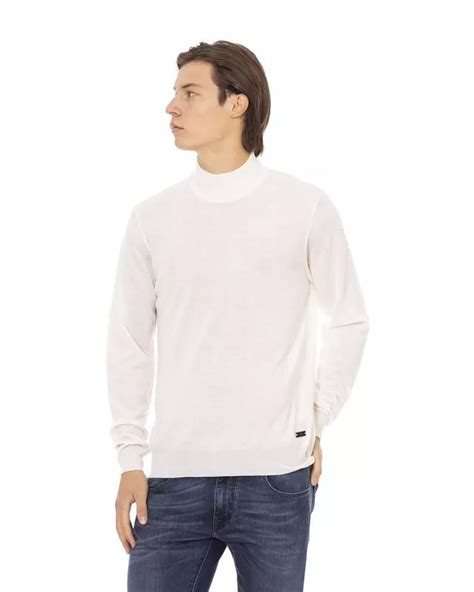 Baldinini Fabric Turtleneck Sweater In White For Men Lyst