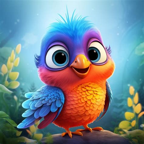 Premium Ai Image Cute Parrot Caroon Colorful