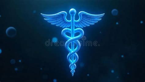 Glowing Blue Caduceus Medical Symbol Healthcare Wellness 3d Render Ai