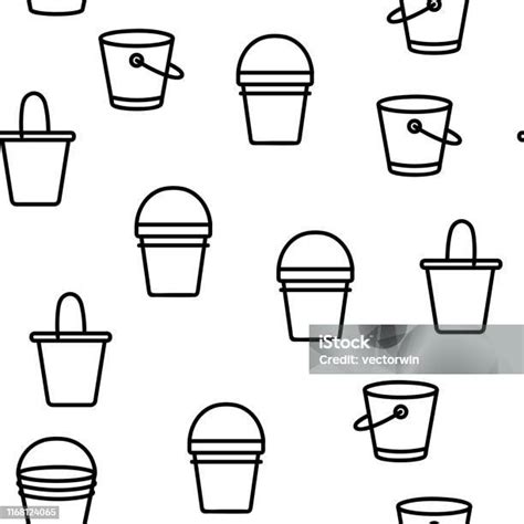 Bucket Pola Mulus Pails Vector Ilustrasi Stok Unduh Gambar Sekarang