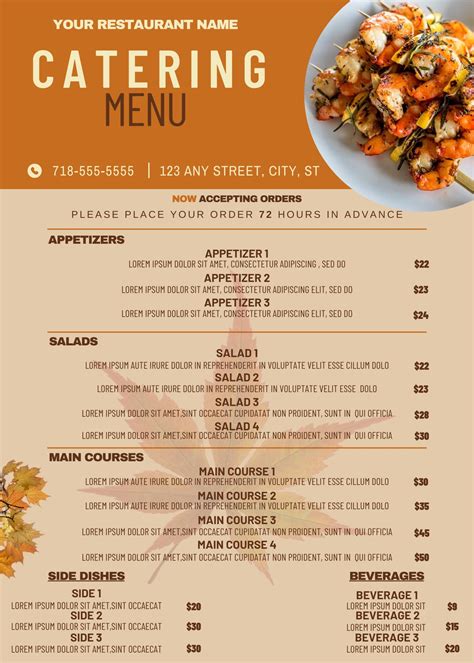 Editable Restaurant Menu Template Full Catering Menu Menu Etsy