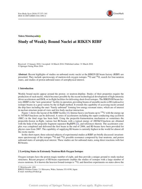 Study Of Weakly Bound Nuclei At Riken Ribf Request Pdf