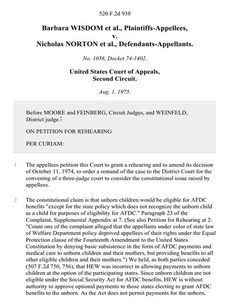 Barbara Wisdom V Nicholas Norton 520 F 2d 938 2d Cir 1975 Pdf