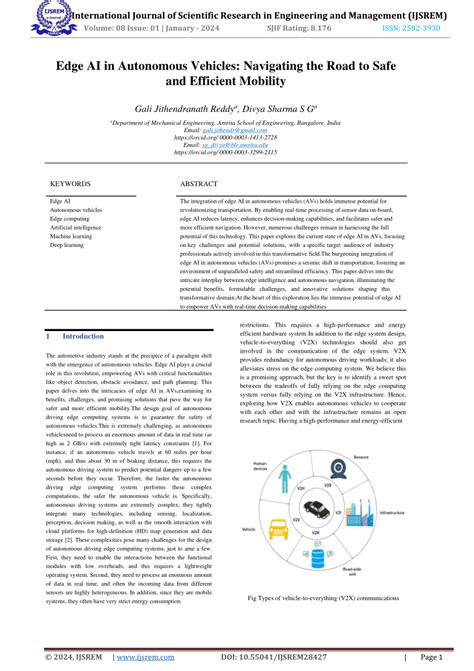 Pdf Edge Ai In Autonomous Vehicles Navigating The Road To Safe And Efficient Mobility