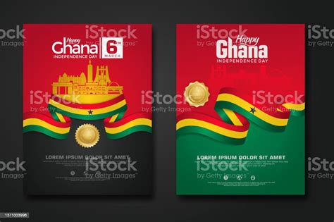 Set Poster Design Republic Ghana Happy Independence Day Background