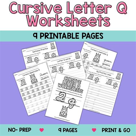 Cursive Letter Q Worksheets 9 Printable Handwriting Practice Pages F
