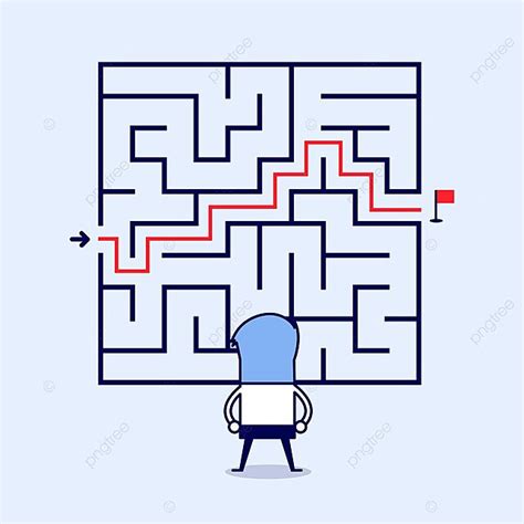 Businessman With Solution To Maze Cartoon Vector Complexity Minimal Thinking Vector Complexity