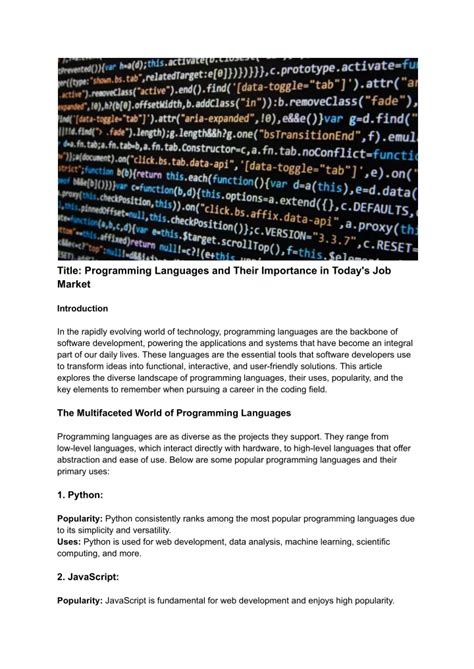 PPT Programming Languages And Their Significance In Today S Job