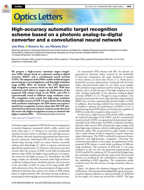 PDF High Accuracy Automatic Target Recognition Scheme Based On A Photonic Analog To Digital