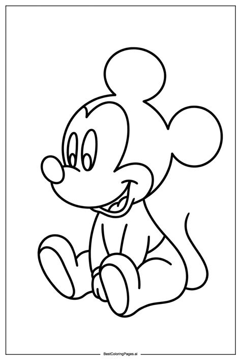 Mickey Mouse Sitting Coloring Page Free Printable Bestcoloringpages Ai