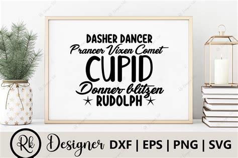 Dasher Dancer Prancer Vixen Comet Cupid Graphic By Rk Designer · Creative Fabrica
