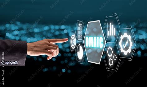 DMAIC Is An Acronym For Define Measure Analyze Improve And Control Concept Businessman Hand