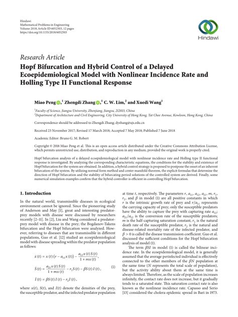 Pdf Hopf Bifurcation And Hybrid Control Of A Delayed