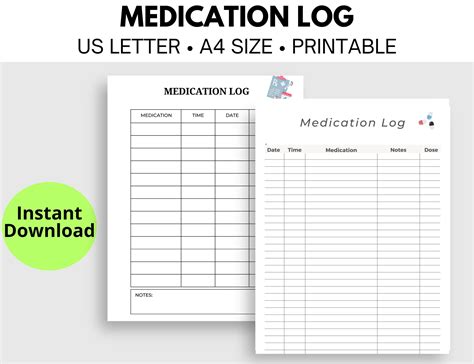 Medication Log Medication Tracker Etsy Canada In Medication Log Medication Tracker