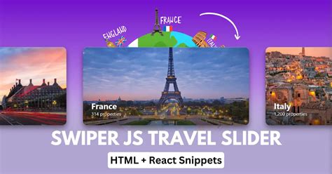 Premium Swiper Js Travel Slider Html And React Code