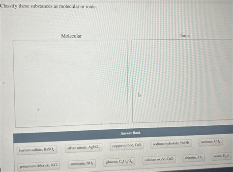 Solved Classify These Substances As Molecular Or