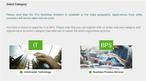 TCS Next Step Registration For Freshers Eligibility