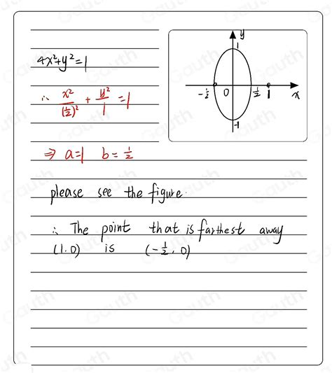 Solved Exercise 8 10 Points Find The Points On The Ellipse 4x 2 Y 2 That Are Farthest Away