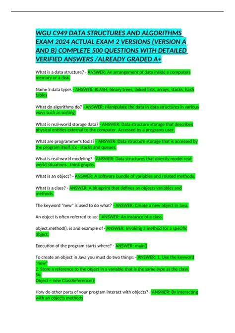 Wgu C949 Data Structures And Algorithms Exam 2024 Actual Exam 2