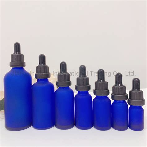 5 10 15 20 30 50 100ml Frosted Cobalt Blue Glass Bottle Round Matte