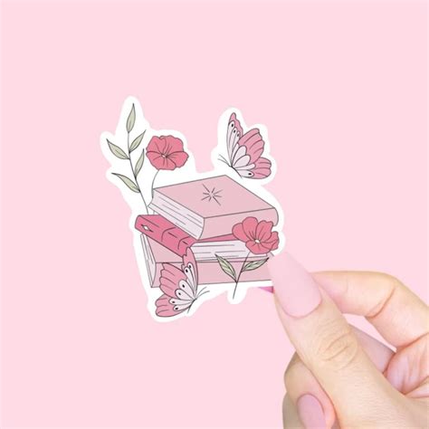 Pink Book Stack Sticker Romantasy Designs